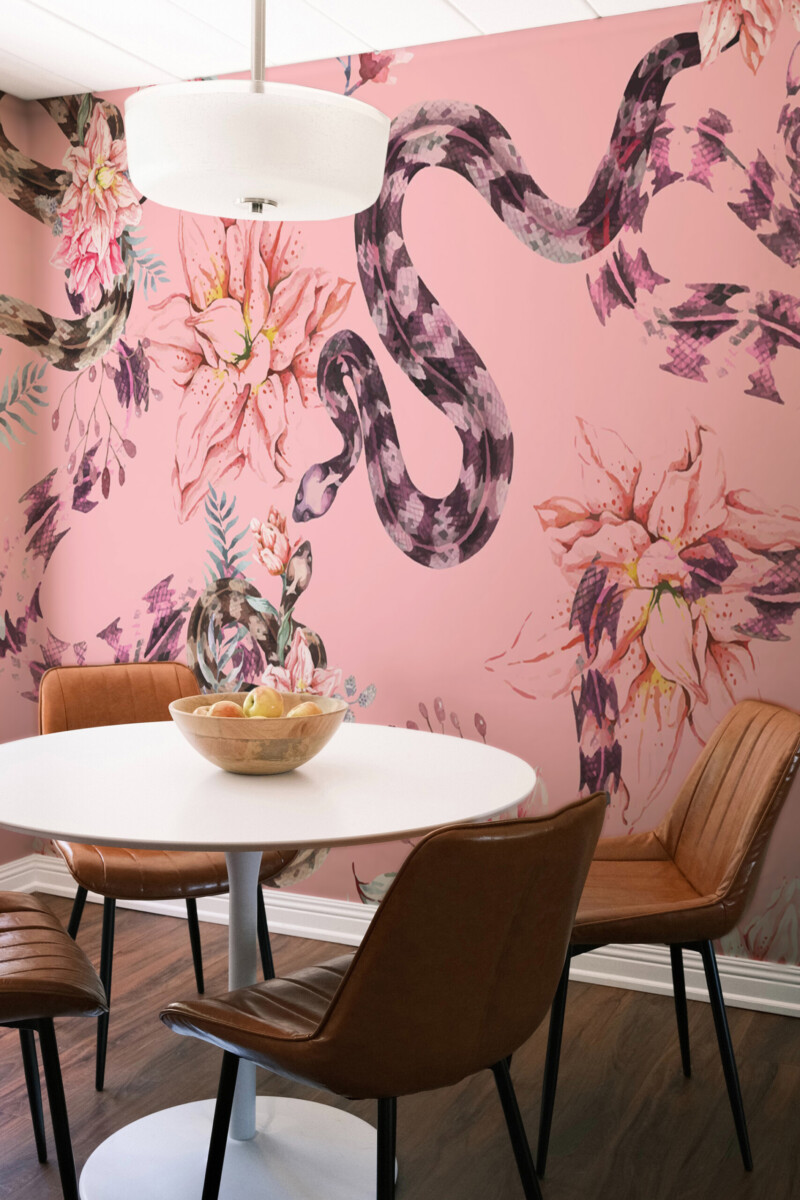 Floral Snakes Peel and Stick Wall Mural or Non-Pasted