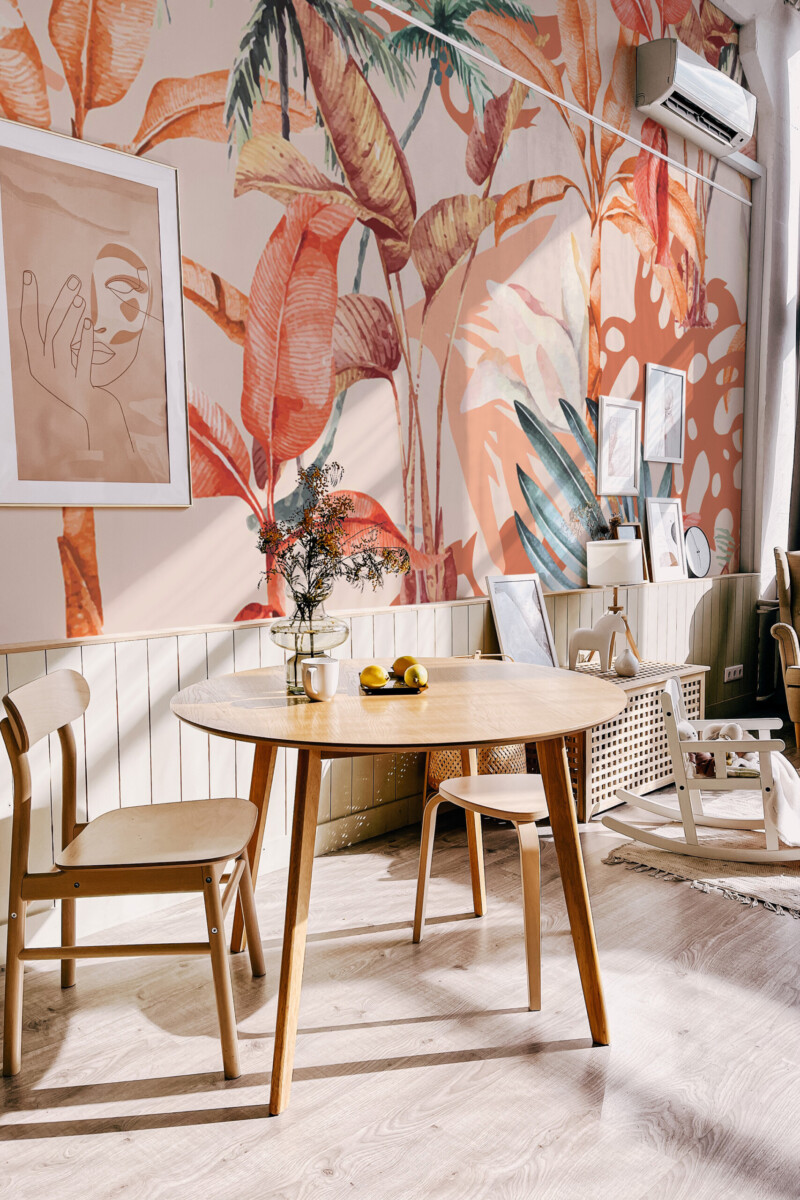 Tropical Terracotta Peel and Stick Wall Mural or Non-Pasted