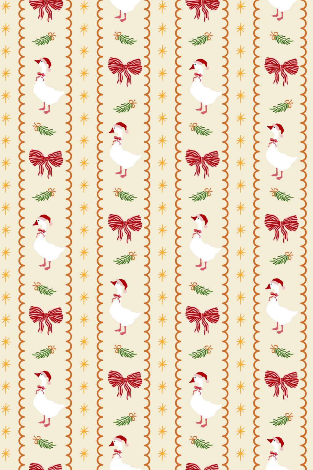 Christmas Geese Peel and Stick Wallpaper or Non-Pasted