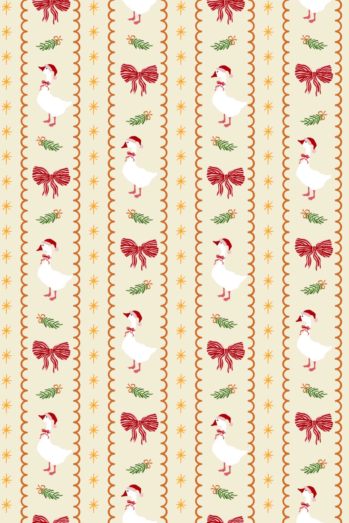 Christmas Geese Peel and Stick Wallpaper or Non-Pasted
