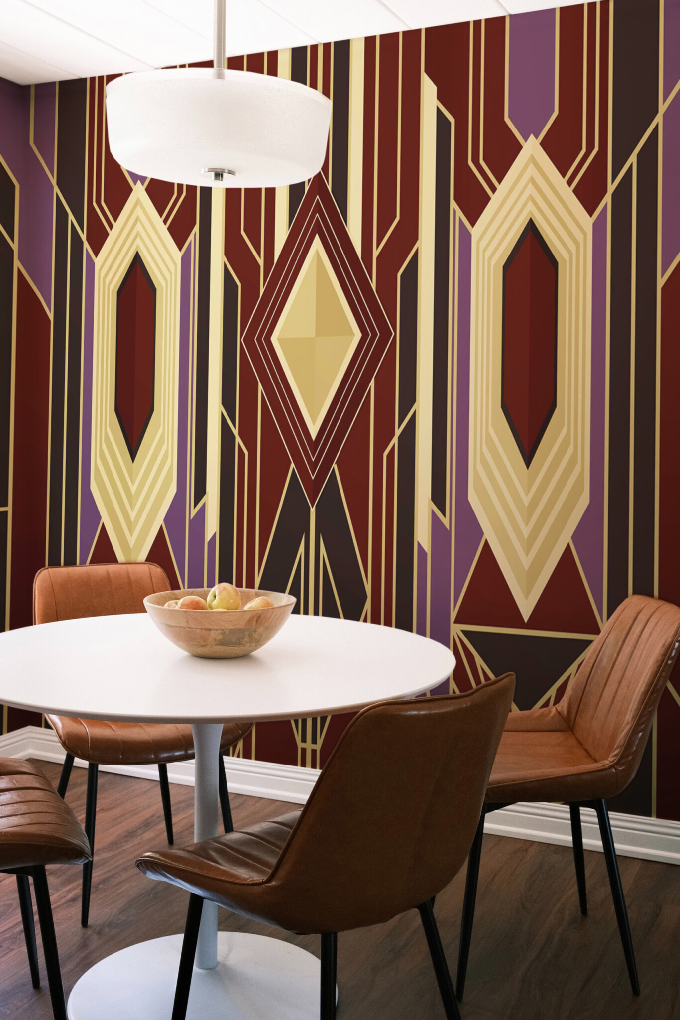 Art Deco Ember Geometry Peel and Stick Wall Mural or Non-Pasted