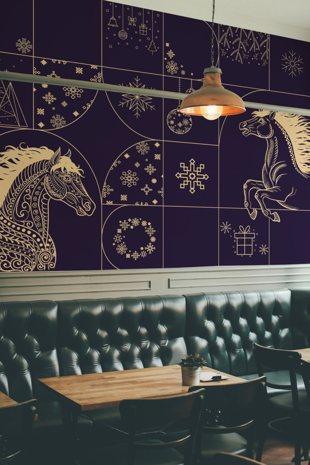 Art Deco Horses of Celebration Peel and Stick Wall Mural or Non-Pasted