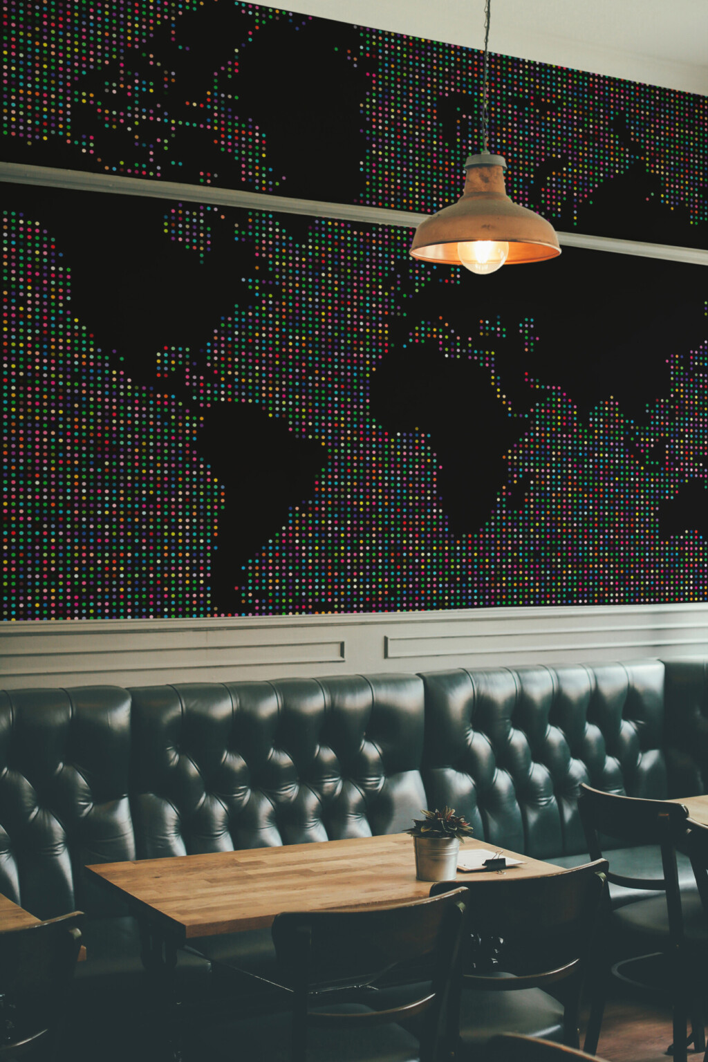 Dark Dotted World Map Peel and Stick Wall Mural or Non-Pasted