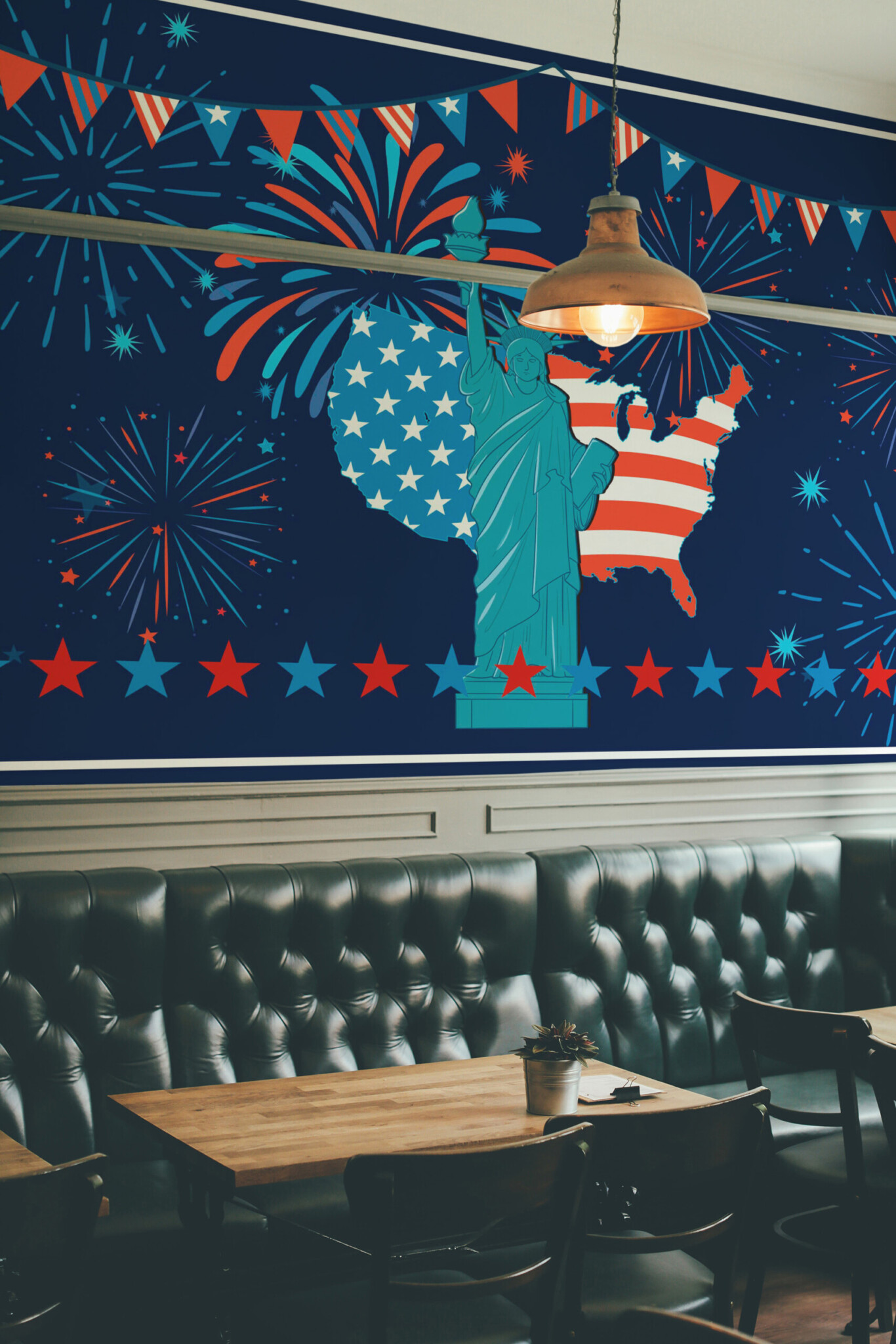 Patriotic Liberty & USA Map Fireworks Peel and Stick Wall Mural or Non ...