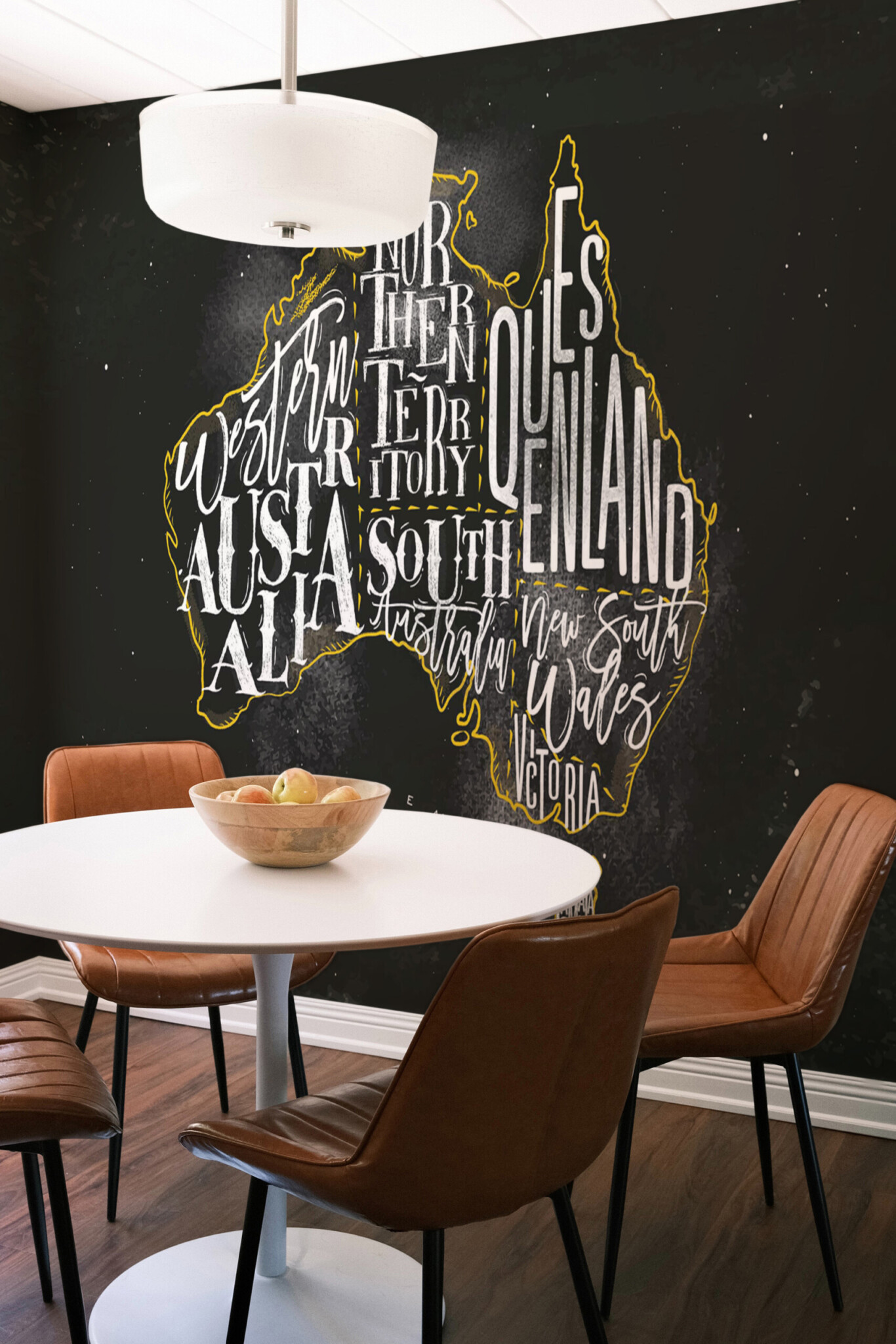 Chalkboard Australia Map Peel and Stick Wall Mural or Non-Pasted