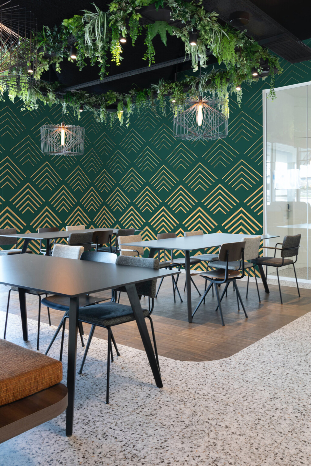 Golden Green Deco Harmony Peel and Stick Wall Mural or Non-Pasted