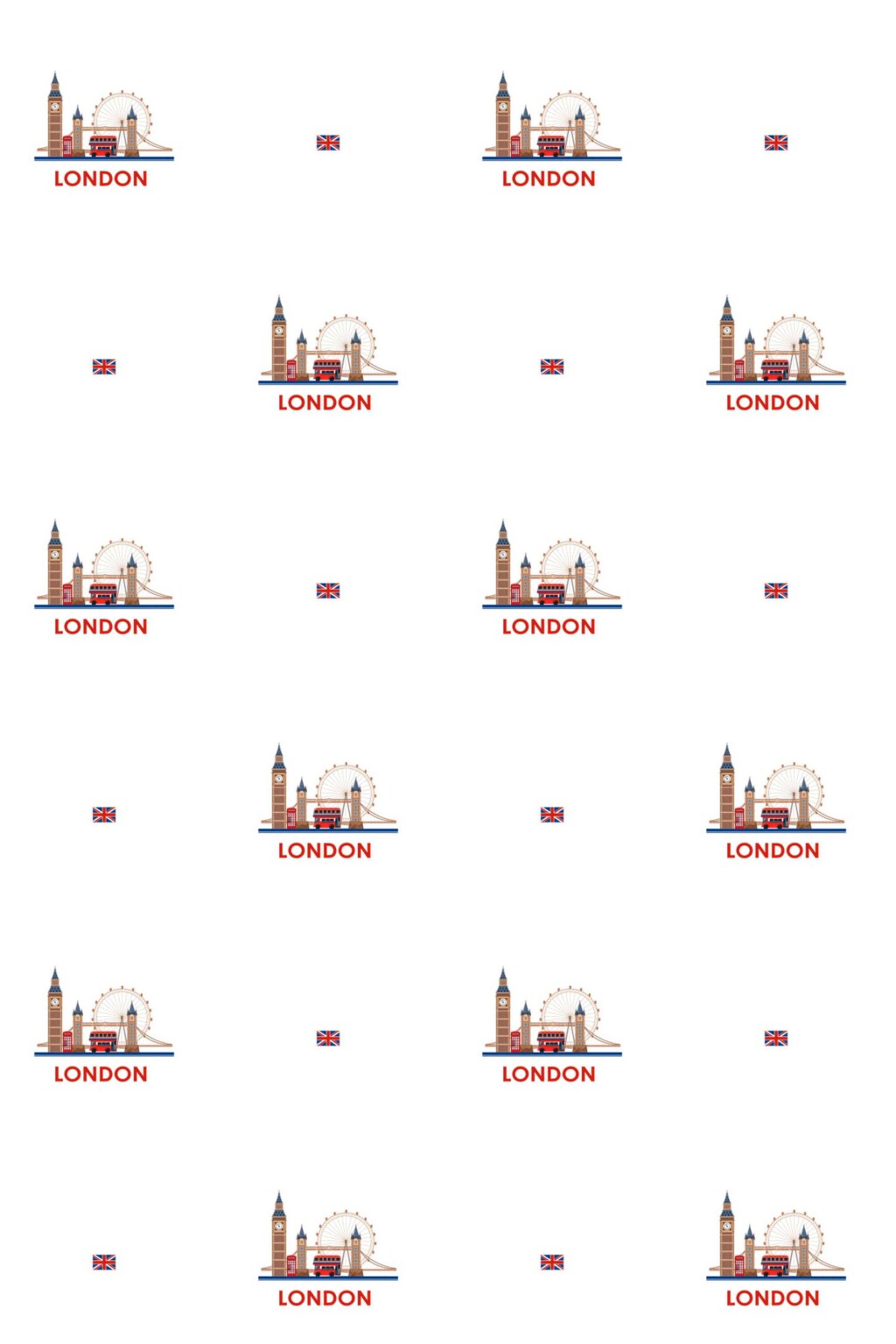 London Icons Pattern Peel and Stick Wallpaper or Non-Pasted
