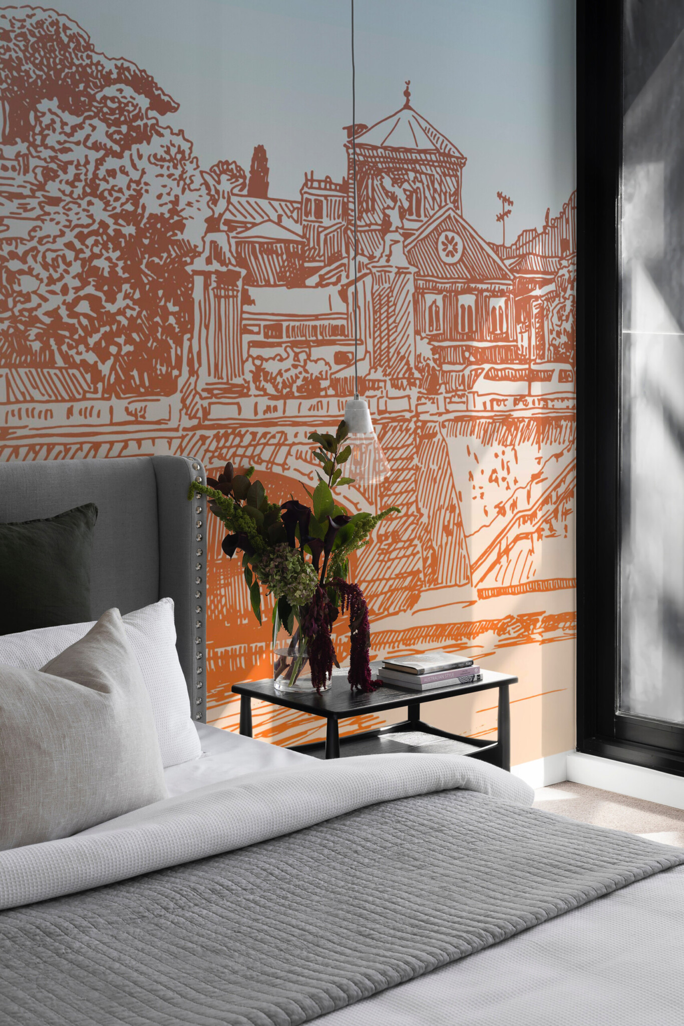 Italian Cityscape Sketch Peel and Stick Wall Mural or Non-Pasted