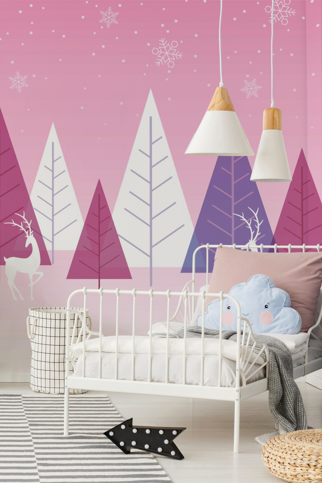 Preppy Winter Landscape Peel and Stick Wall Mural or Non-Pasted