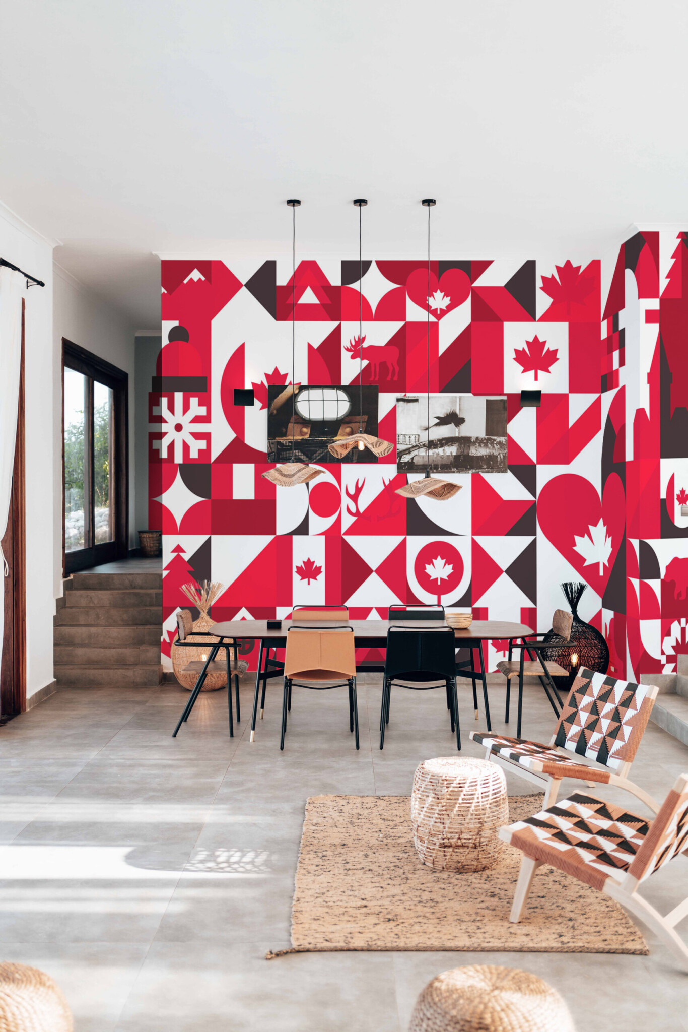 Canada Geometric Tiles Peel and Stick Wall Mural or Non-Pasted