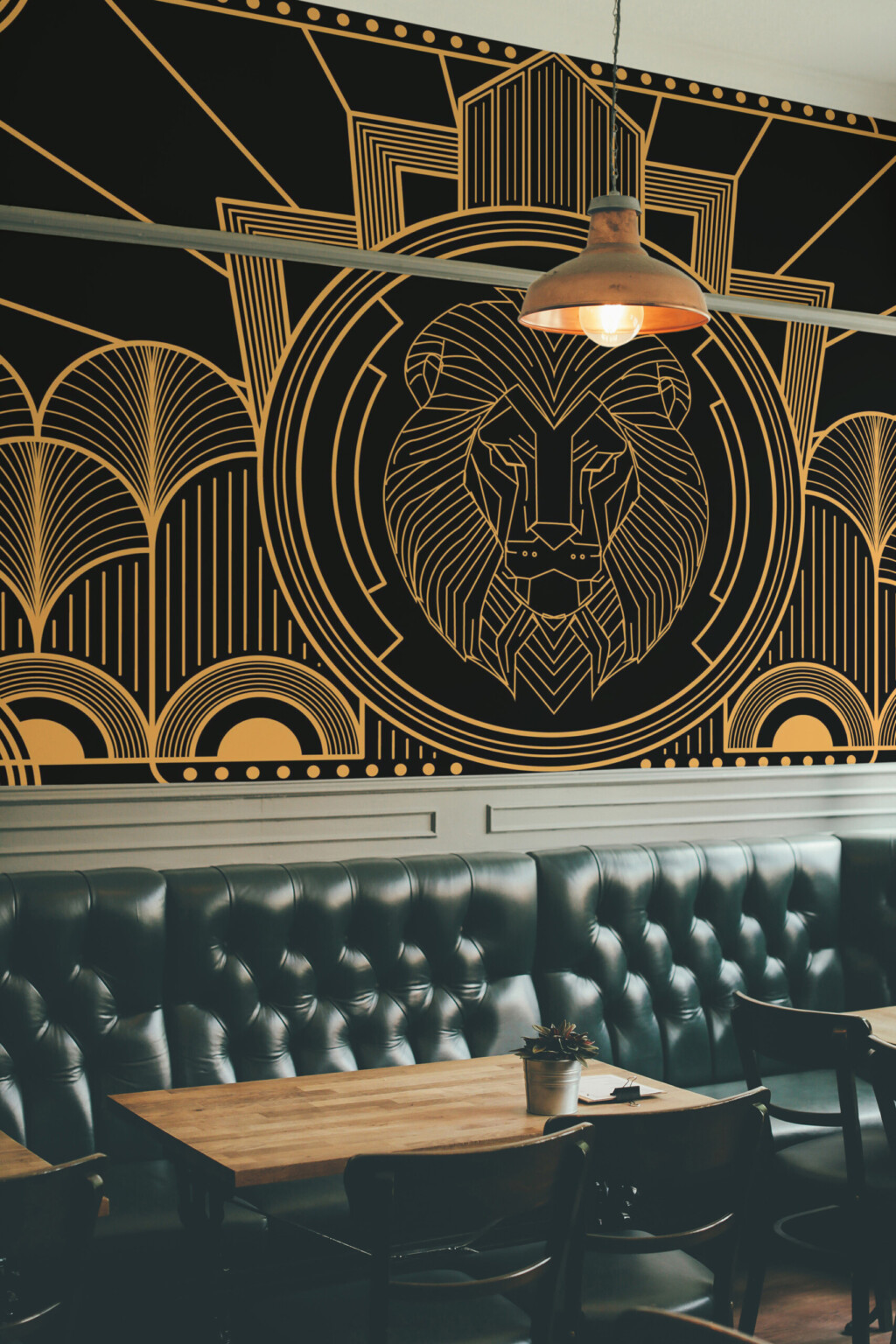 Regal Golden Deco Lion Peel and Stick Wall Mural or Non-Pasted
