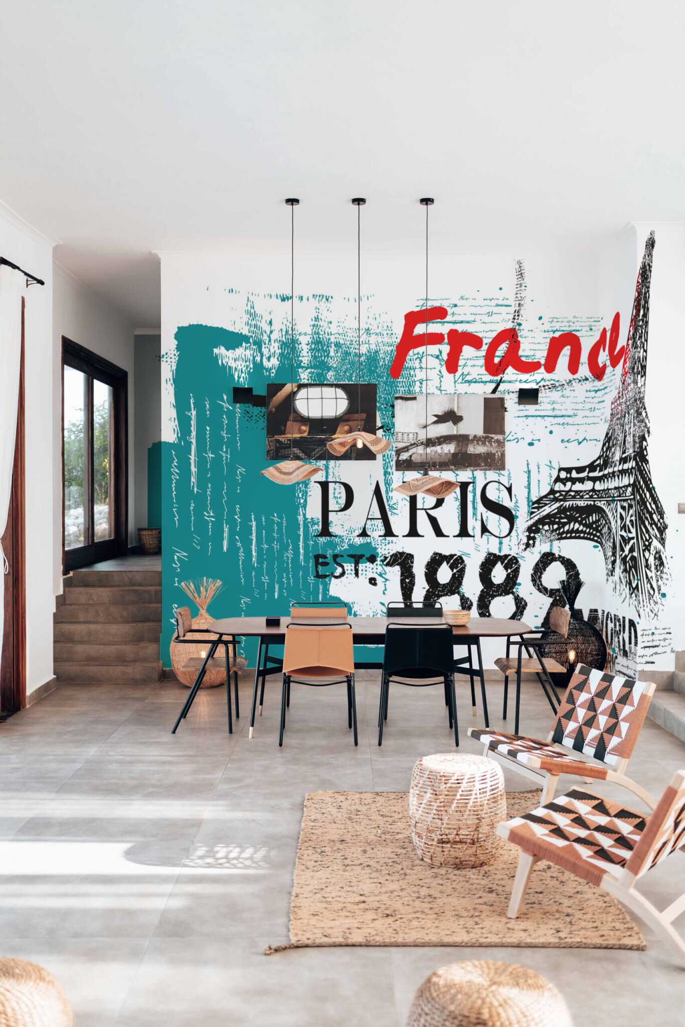 Eiffel Tower Graffiti Peel and Stick Wall Mural or Non-Pasted