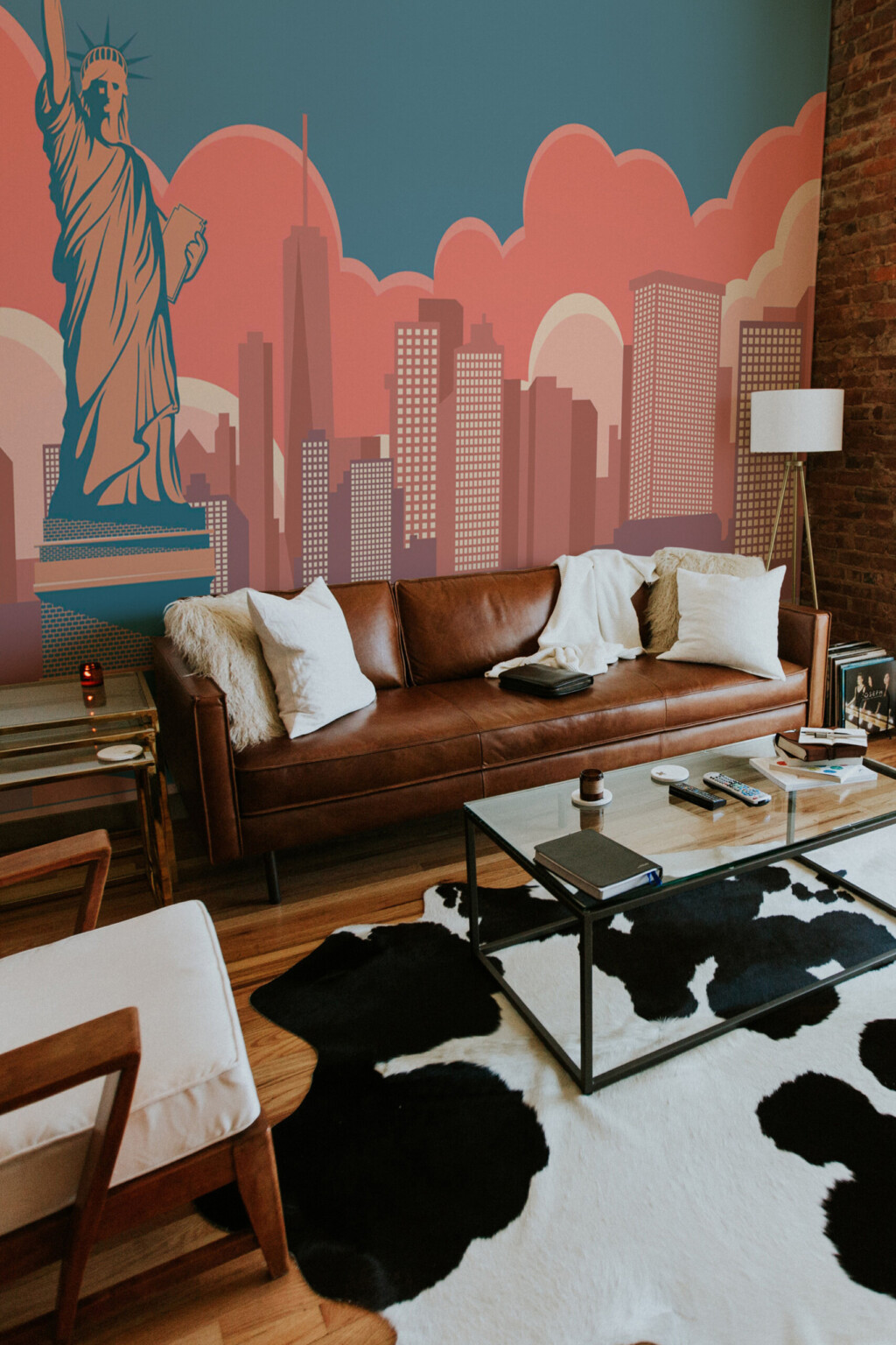Terracotta New York Skyline Peel and Stick Wall Mural or Non-Pasted