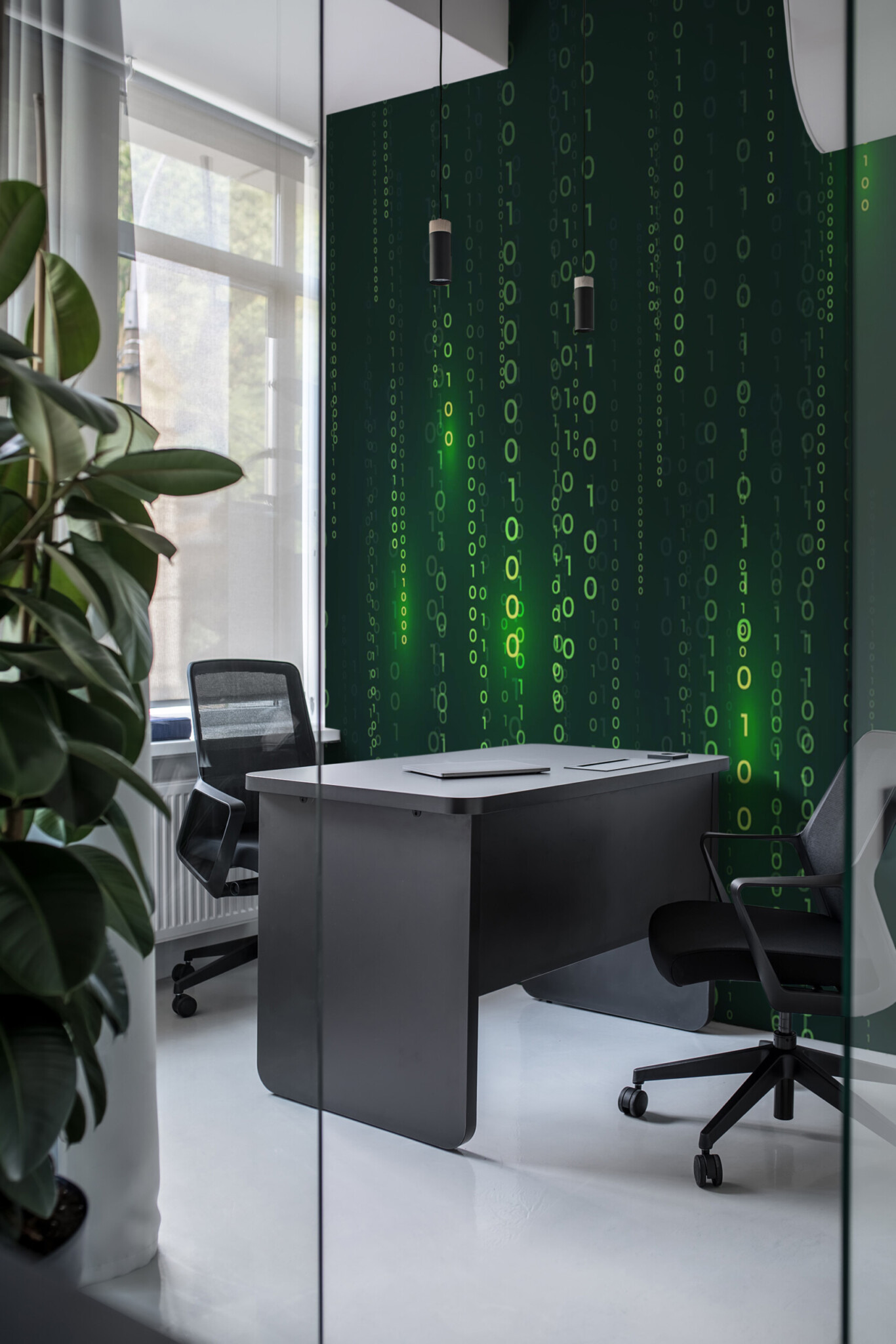 Binary Data Rain Peel and Stick Wall Mural or Non-Pasted