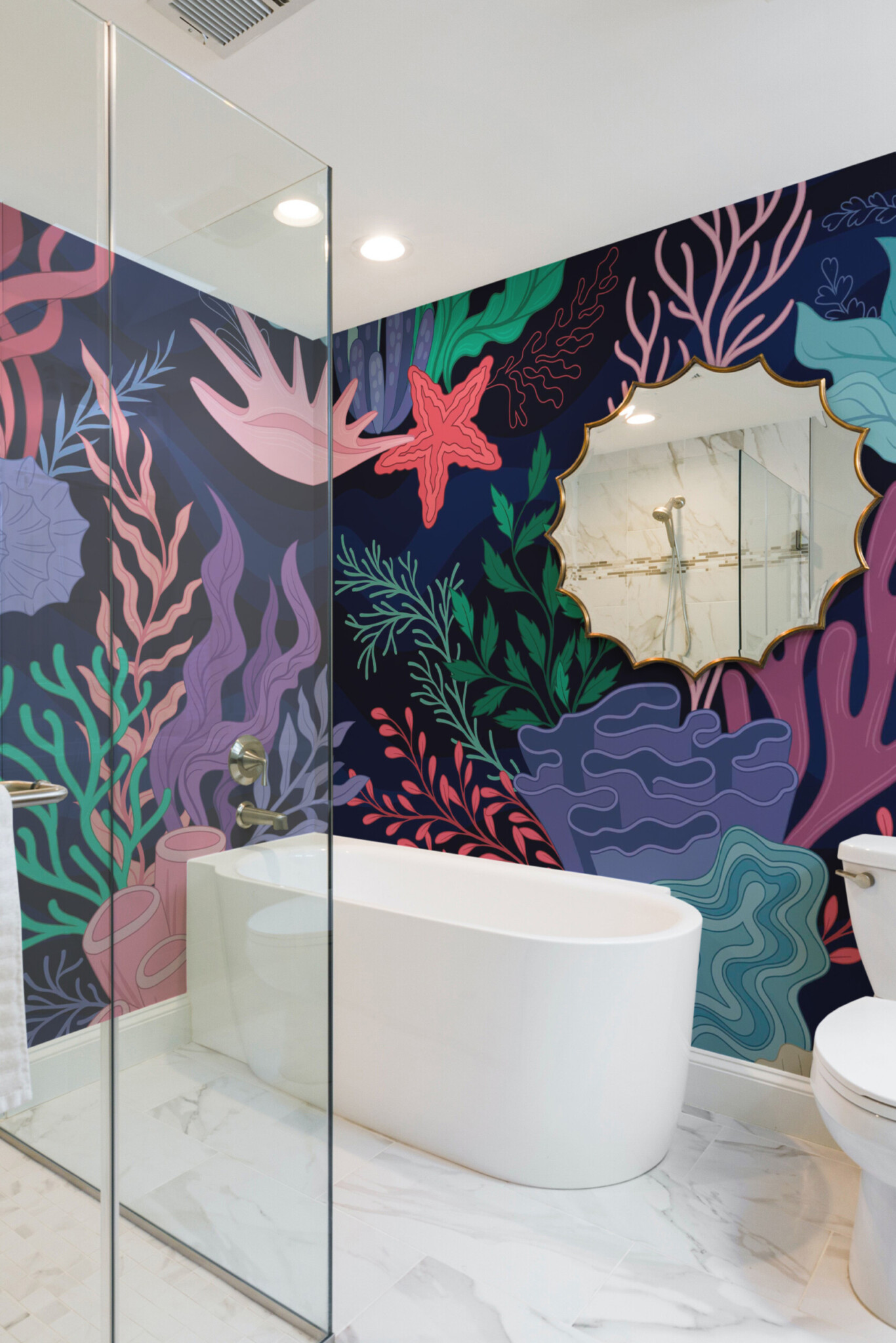 Deep Sea Botanicals Peel and Stick Wall Mural or Non-Pasted