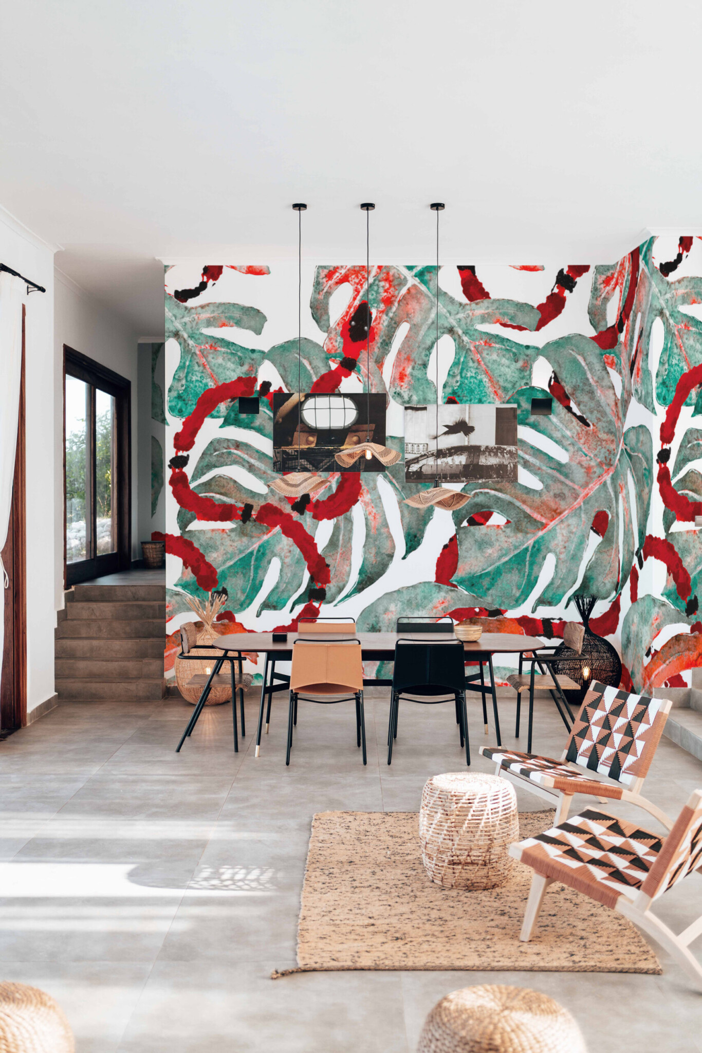 Exotic Monstera Snakes Peel and Stick Wall Mural or Non-Pasted