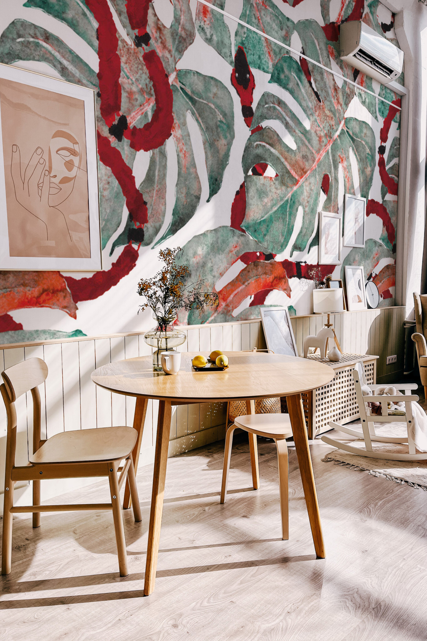 Exotic Monstera Snakes Peel and Stick Wall Mural or Non-Pasted