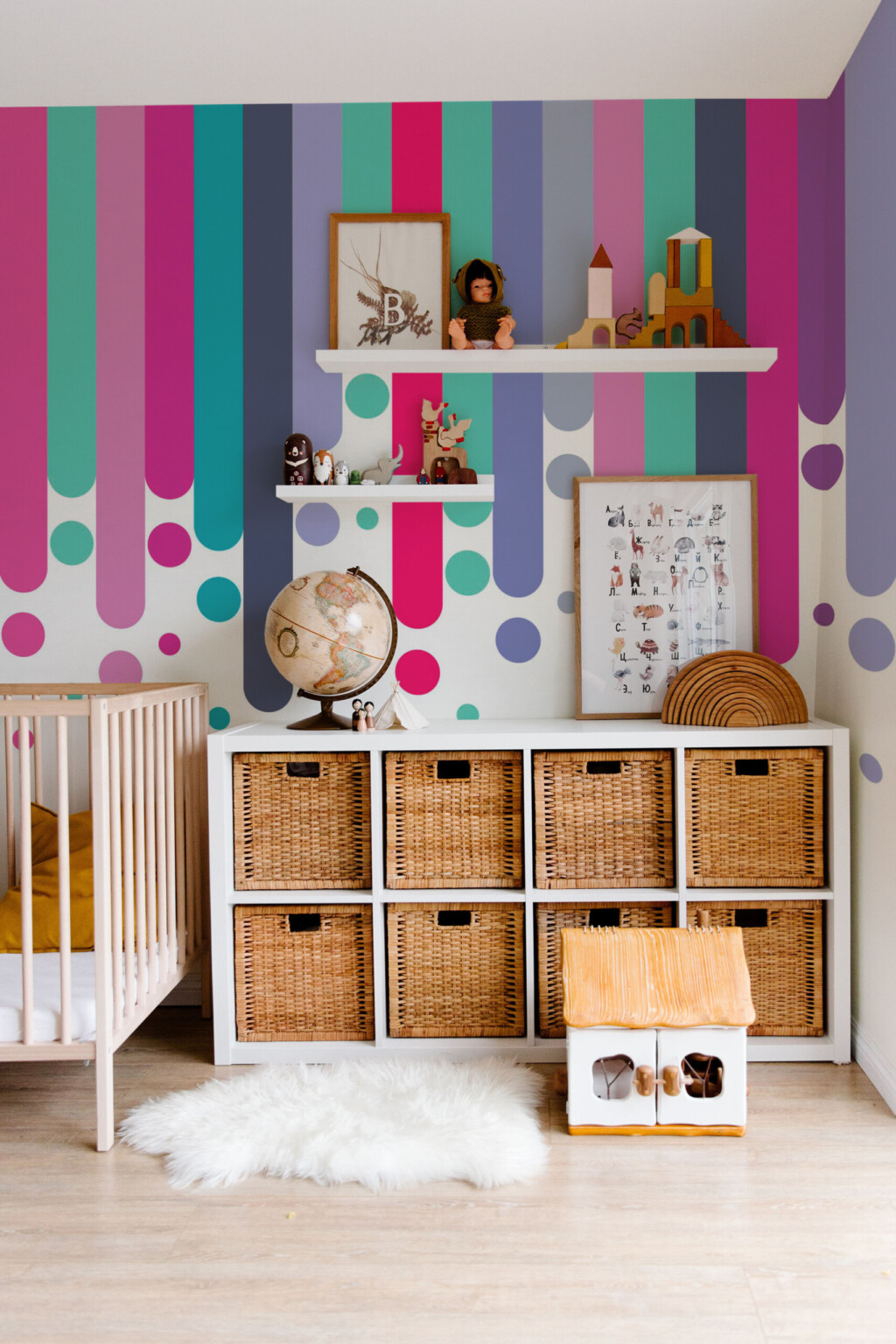 Playful Color Drops Peel and Stick Wall Mural or Non-Pasted