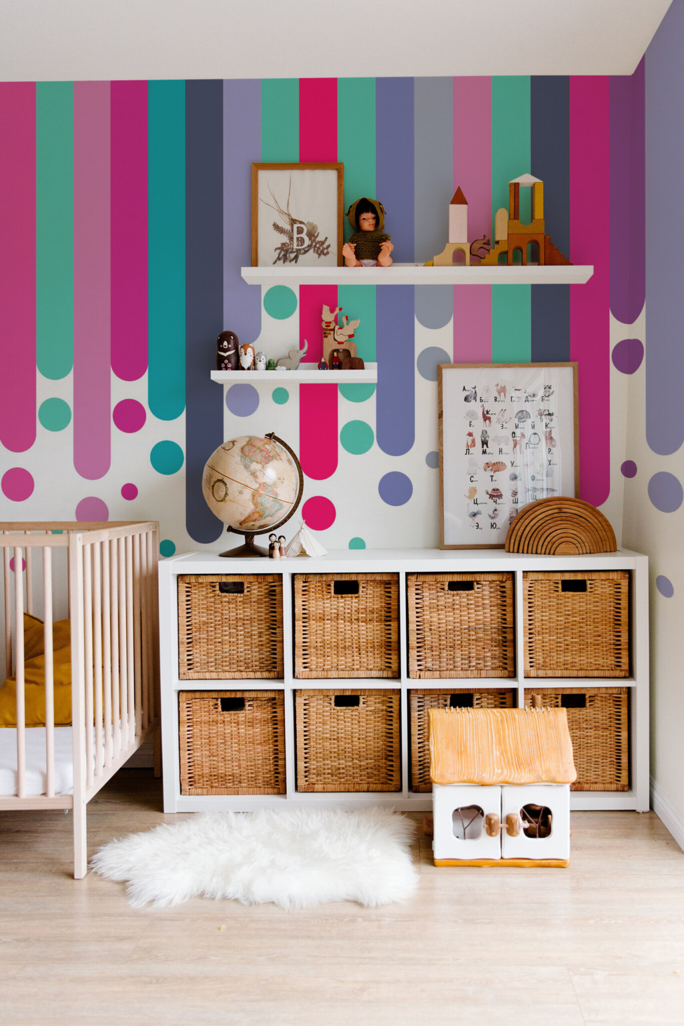 Playful Color Drops Peel and Stick Wall Mural or Non-Pasted