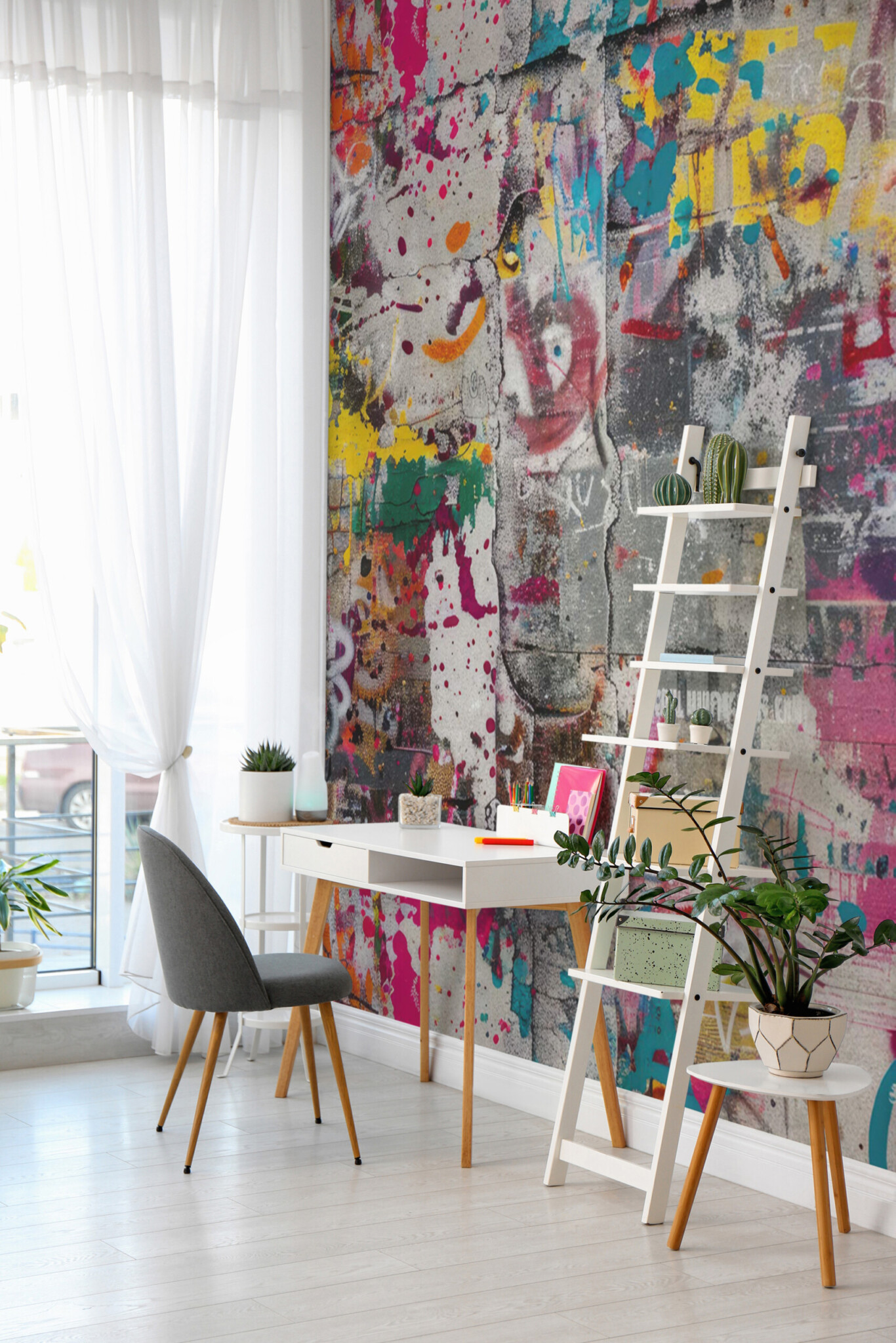 Washed Graffiti Peel and Stick Wall Mural or Non-Pasted