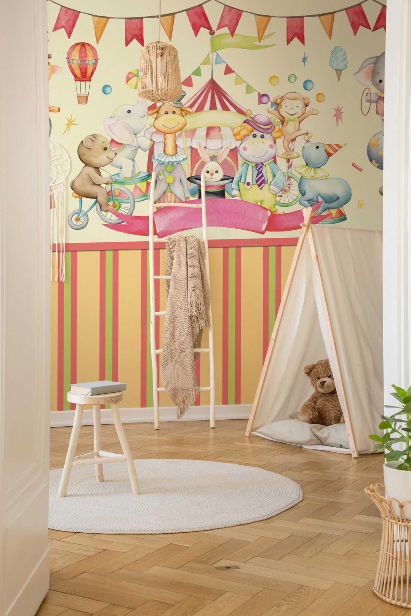 Little Circus Adventure Peel and Stick Wall Mural or Non-Pasted