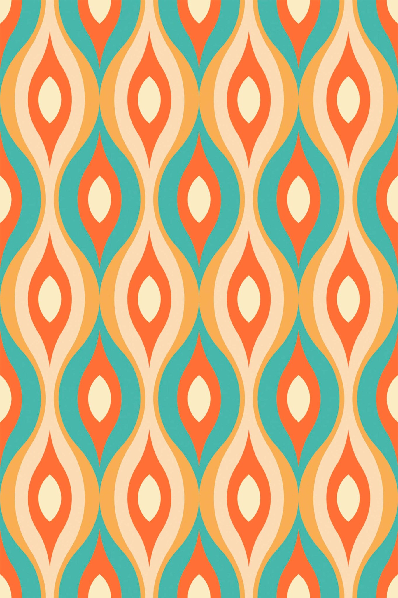 Retro Leaves Peel and Stick Wallpaper or Non-Pasted
