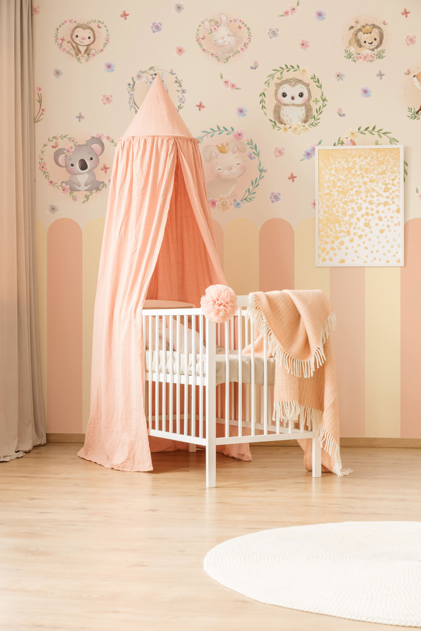 Peach Dreamy Animals Peel and Stick Wall Mural or Non-Pasted