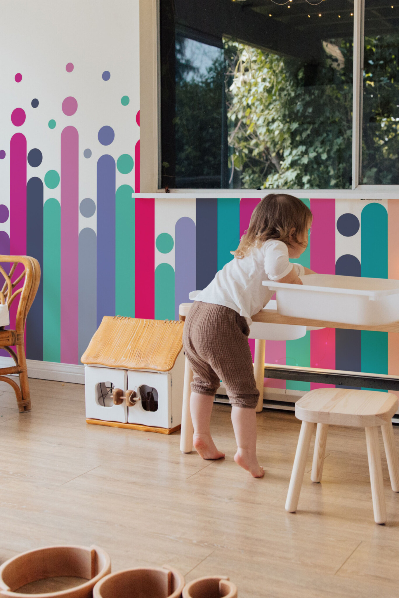 Playful Color Drops Peel and Stick Wall Mural or Non-Pasted