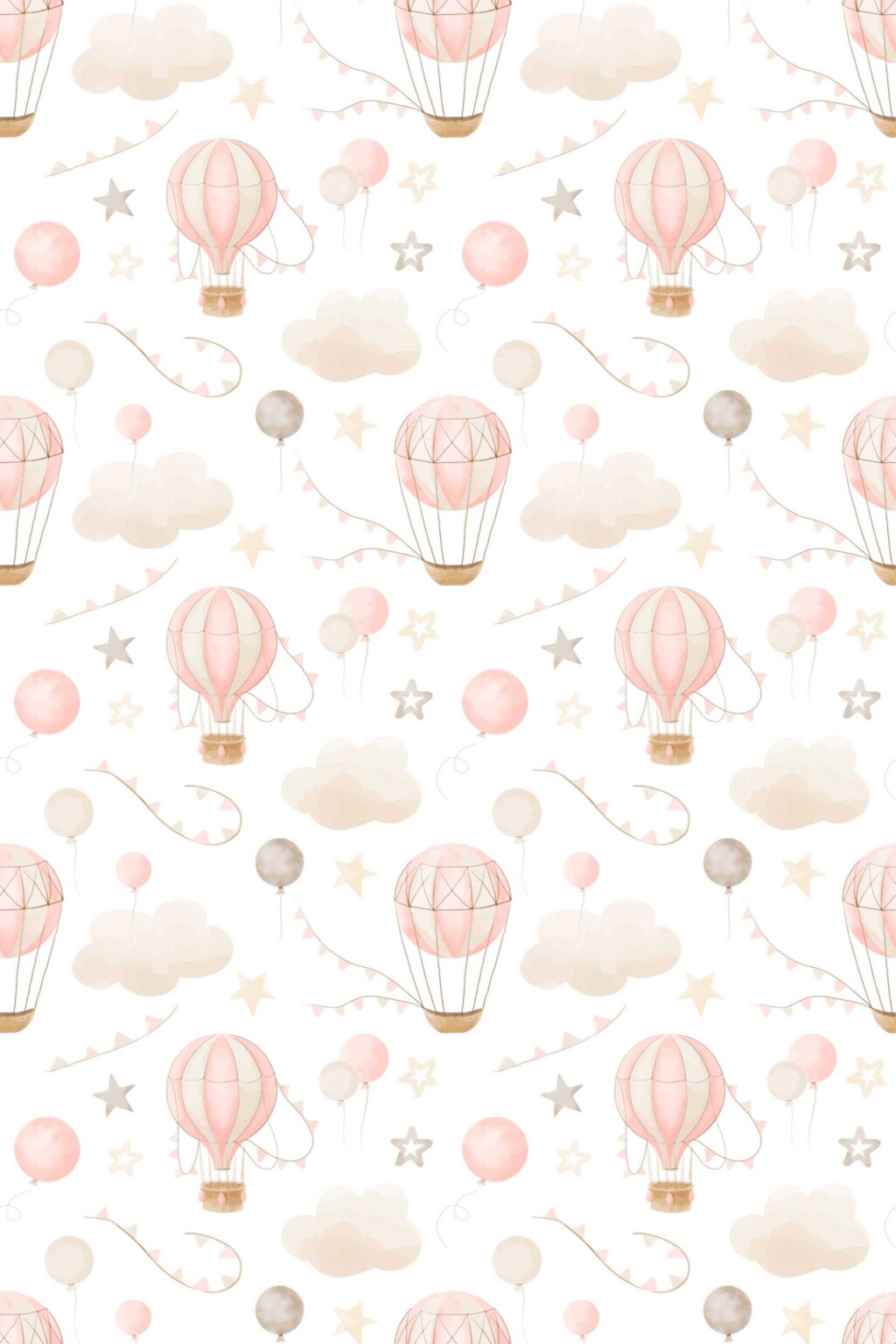Vintage Air Balloons Peel and Stick Wallpaper or Non-Pasted
