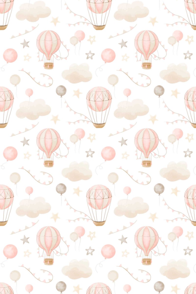 Vintage Air Balloons Peel and Stick Wallpaper or Non-Pasted