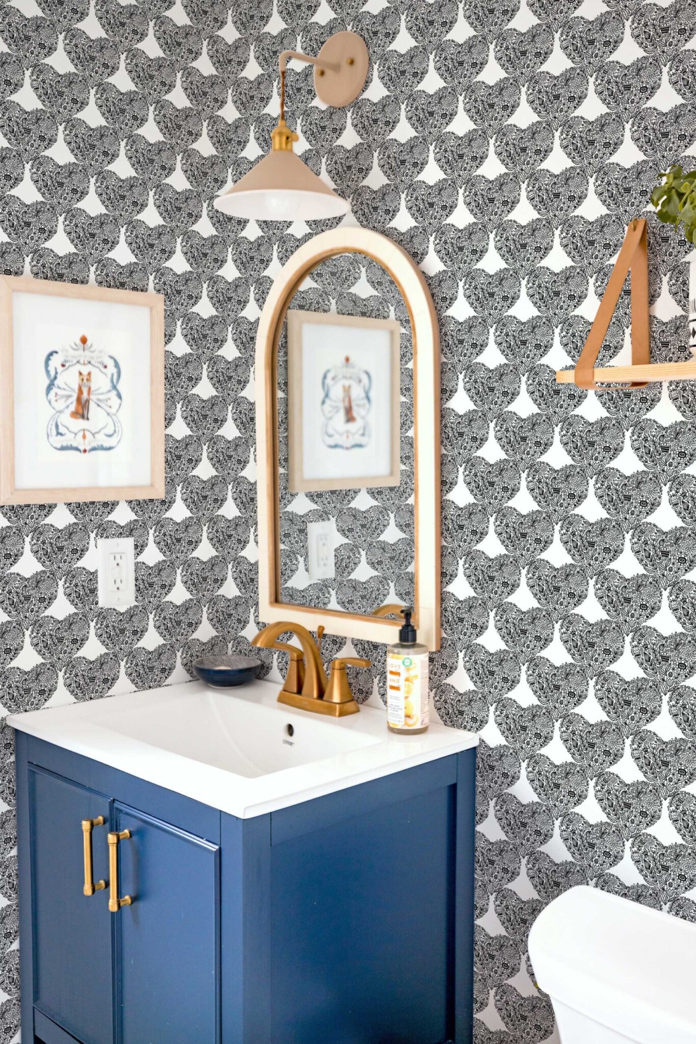 Flowery Hearts Peel and Stick Wallpaper or Non-Pasted