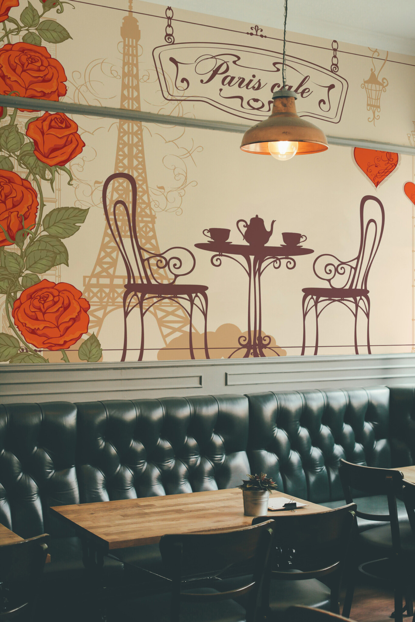 Charming Paris Café Peel and Stick Wall Mural or Non-Pasted