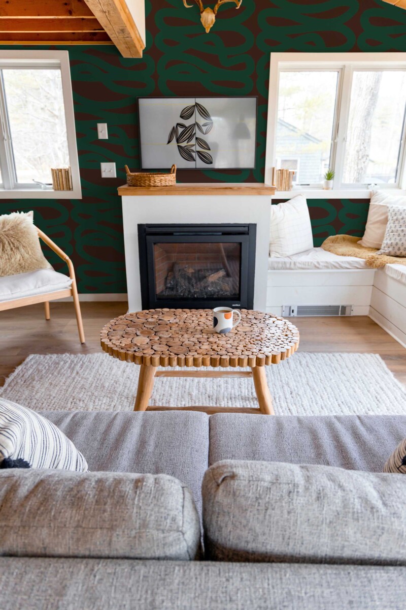 Green Line Peel and Stick Wallpaper or Non-Pasted