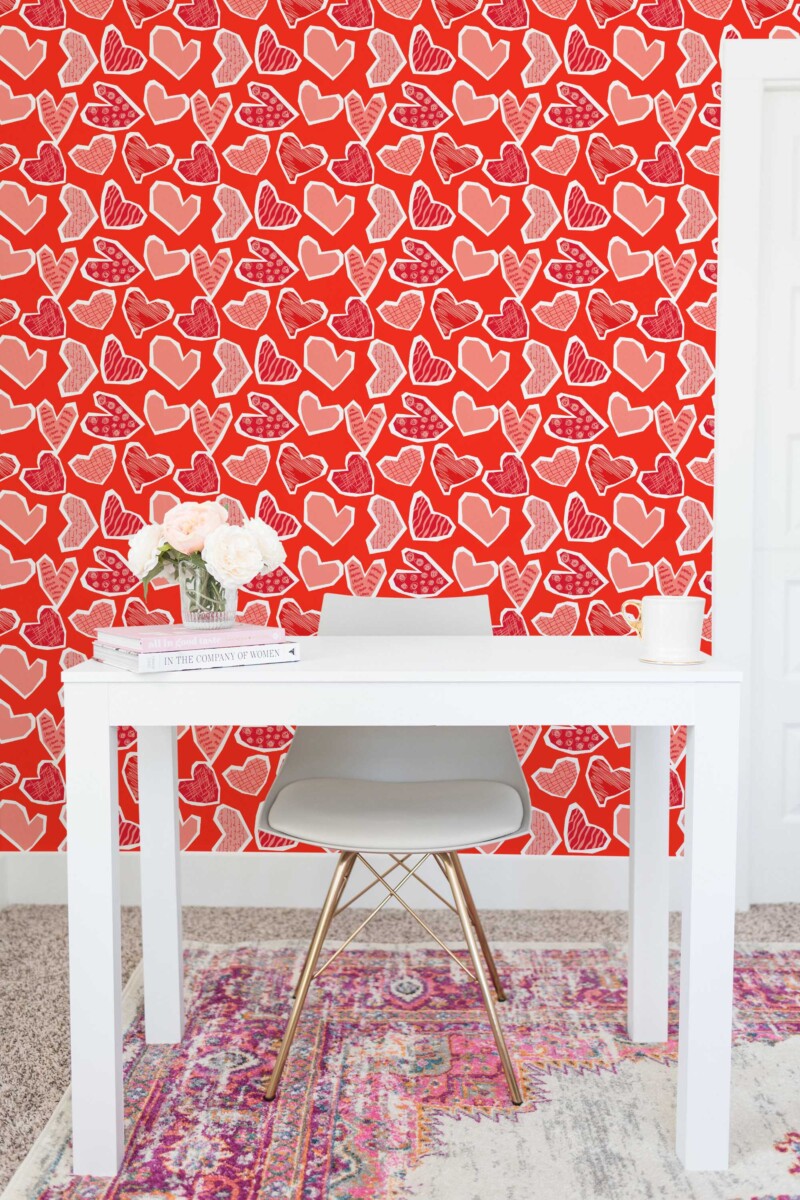 Paper Hearts Peel and Stick Wallpaper or Non-Pasted