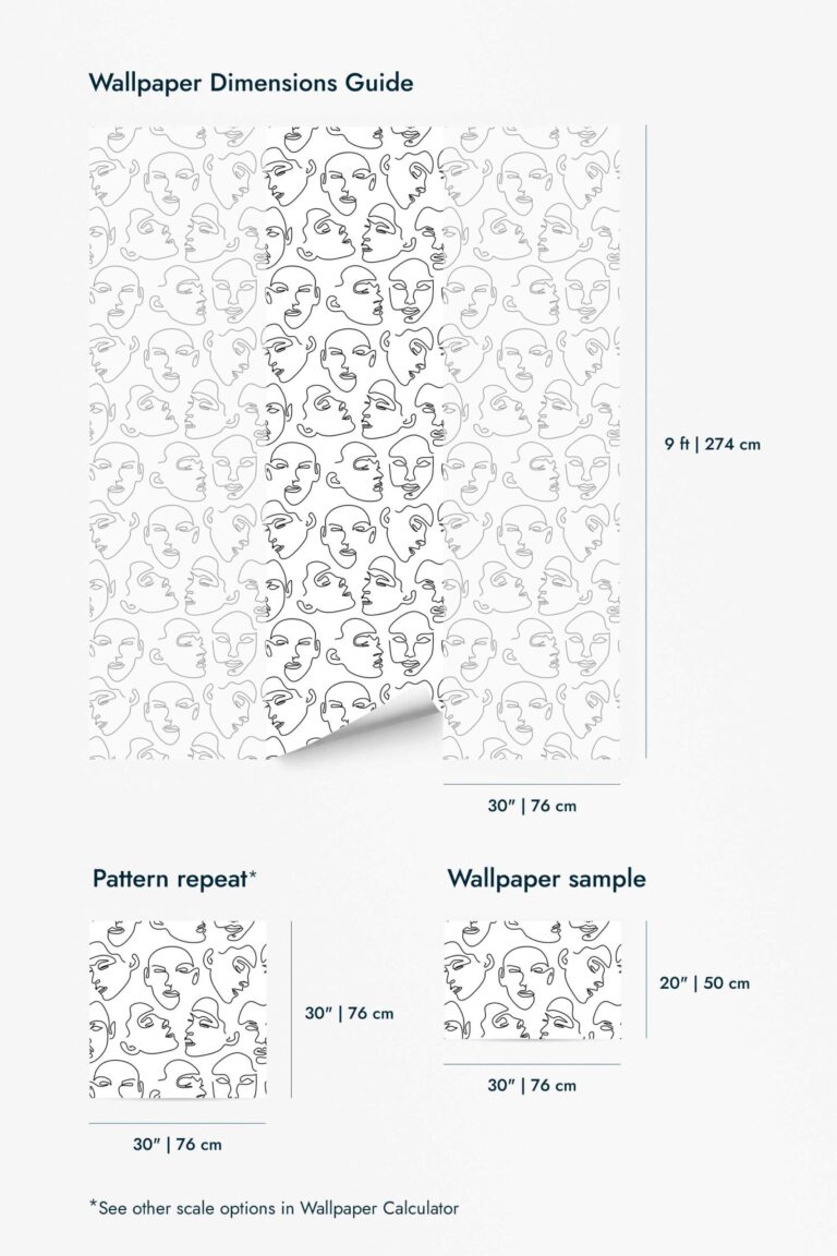 Face line drawing Peel and Stick Wallpaper or Non-Pasted