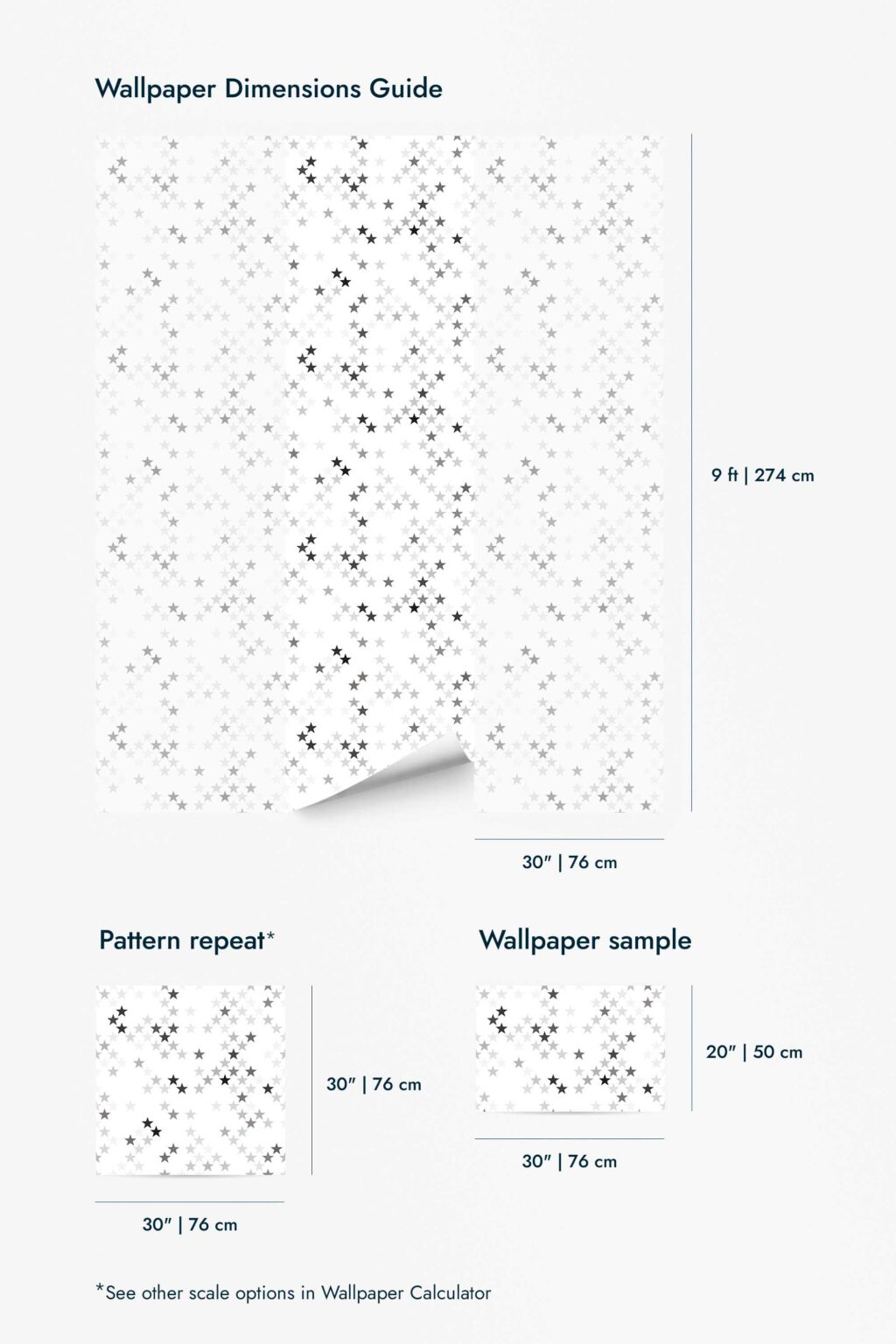 Gray star Peel and Stick Wallpaper or Non-Pasted