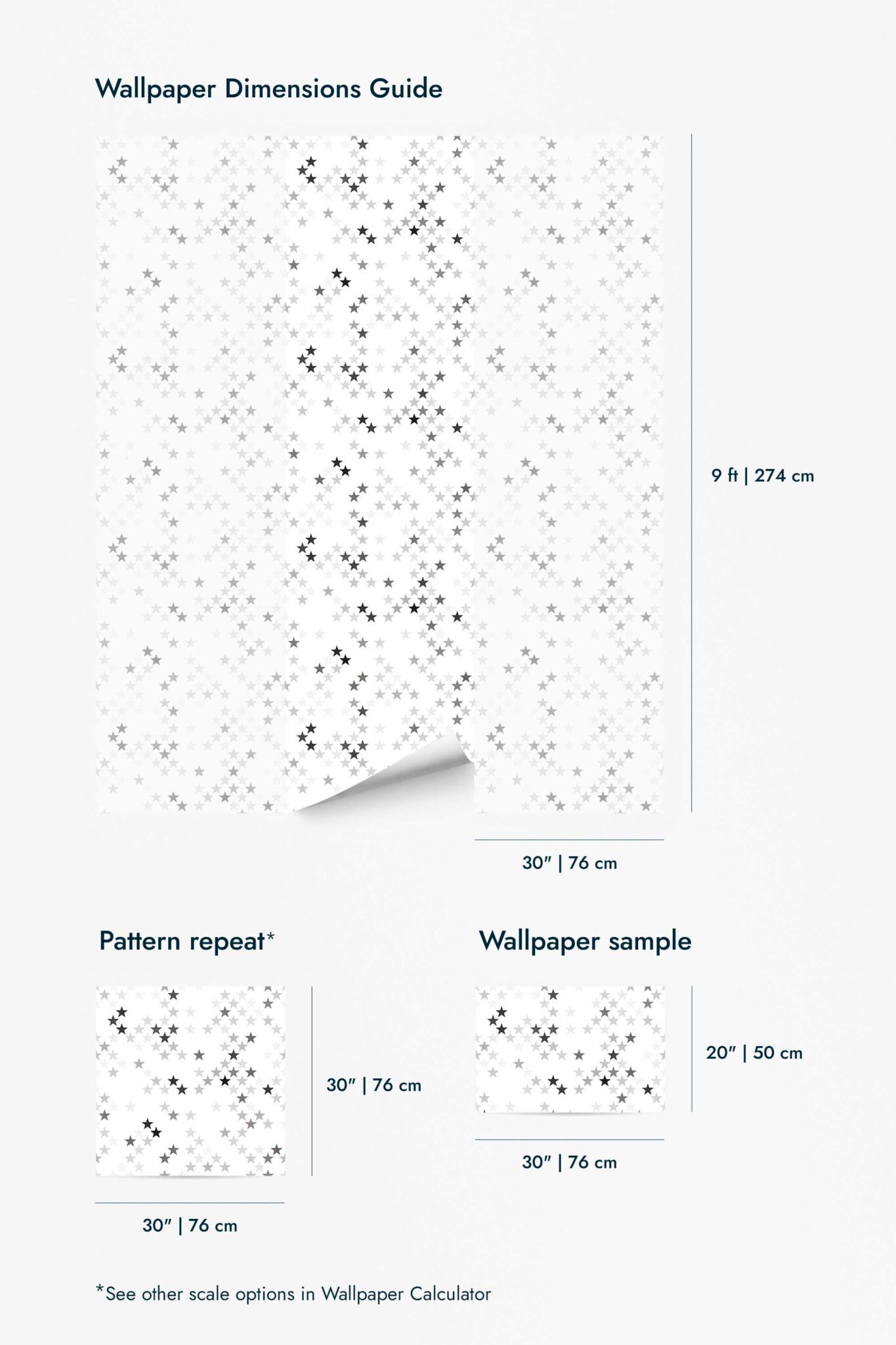 Gray star Peel and Stick Wallpaper or Non-Pasted