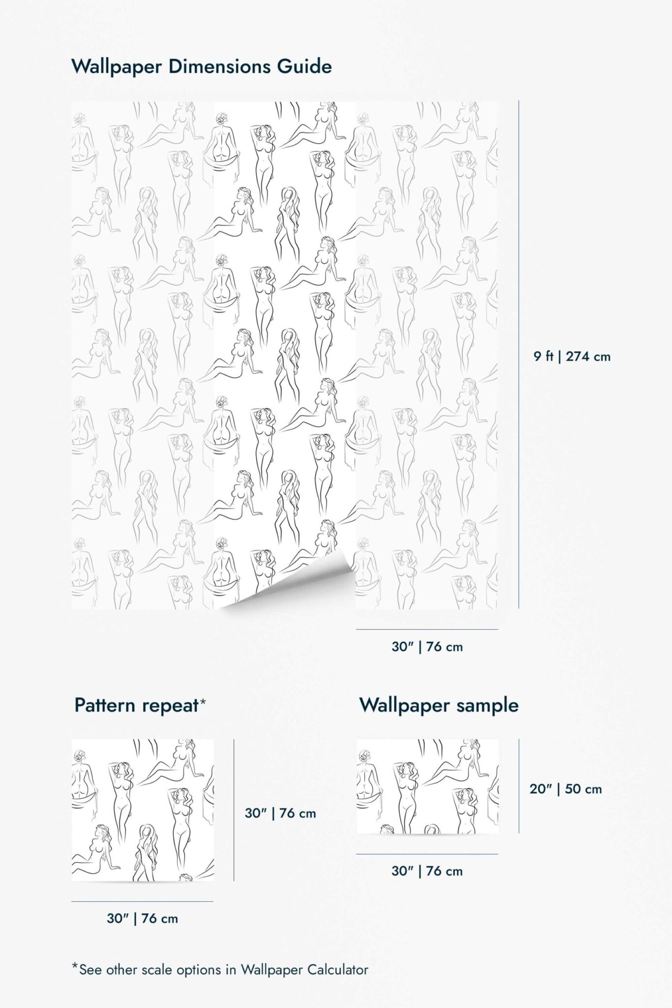 Female line art body Peel and Stick Wallpaper or Non-Pasted