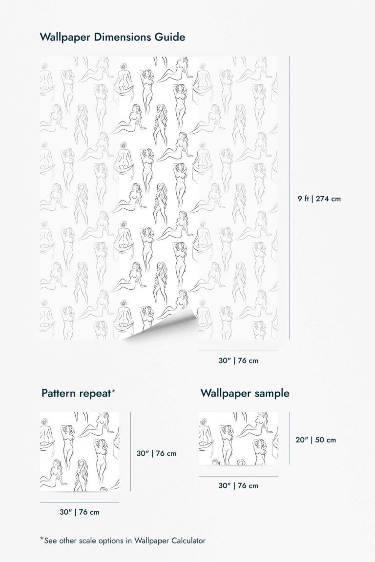 Female line art body Peel and Stick Wallpaper or Non-Pasted