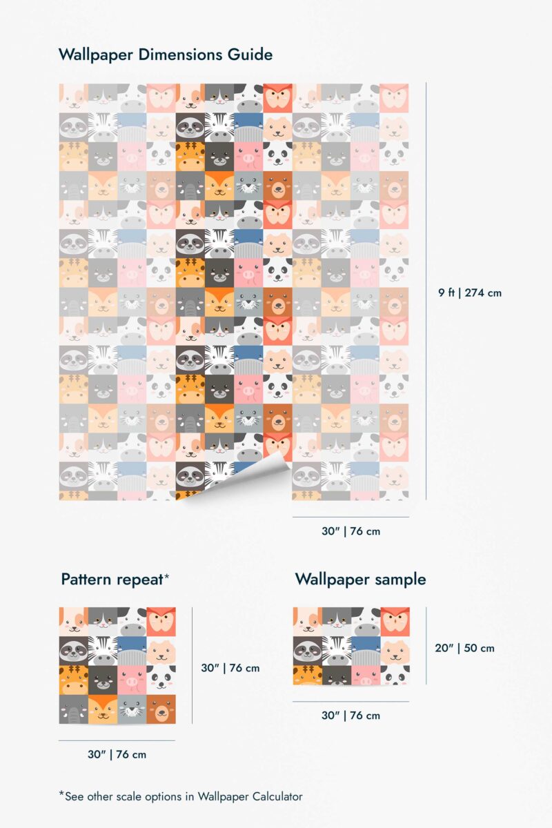 Animal pattern Peel and Stick Wallpaper or Non-Pasted