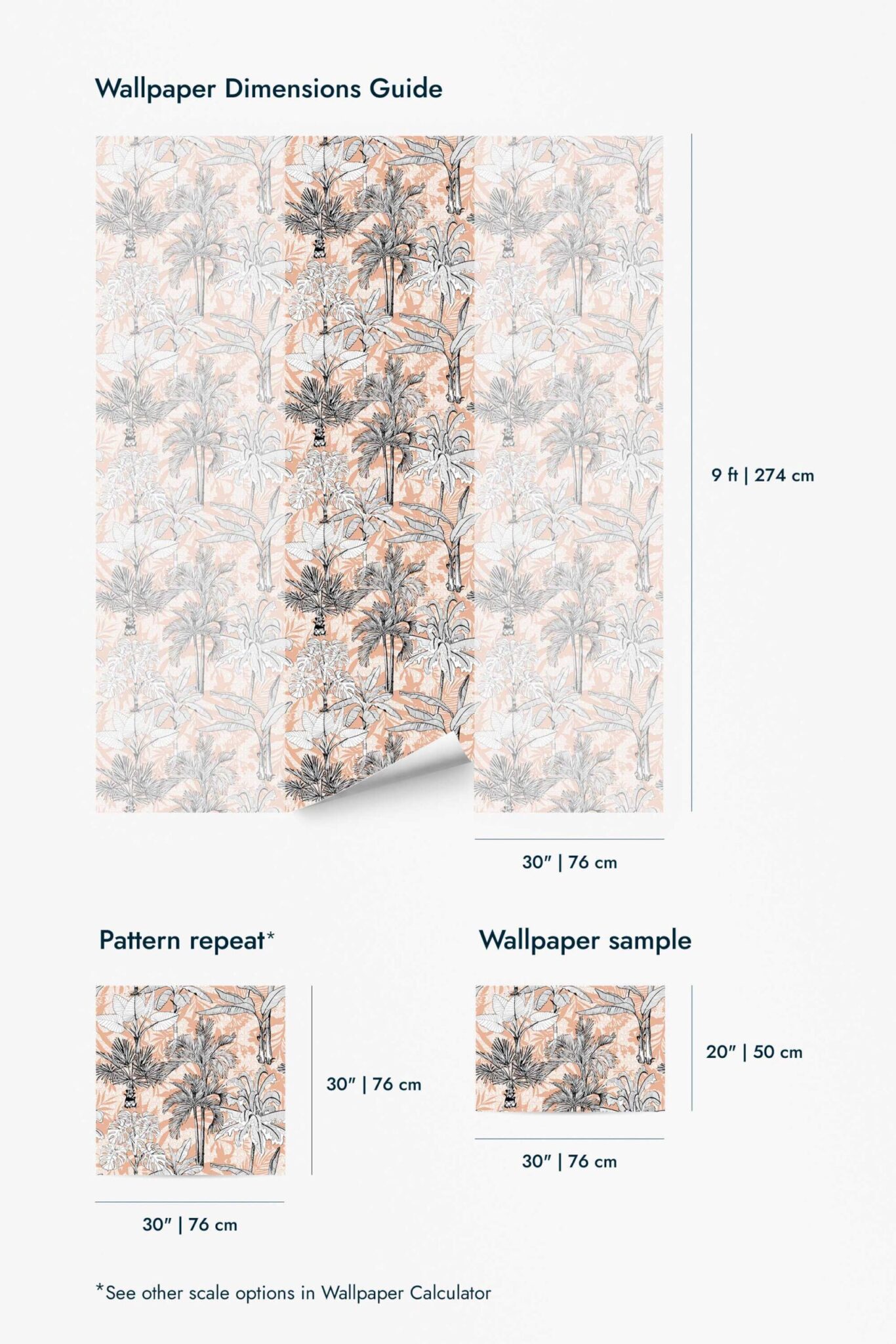 Neutral palm tree Peel and Stick Wallpaper or Non-Pasted