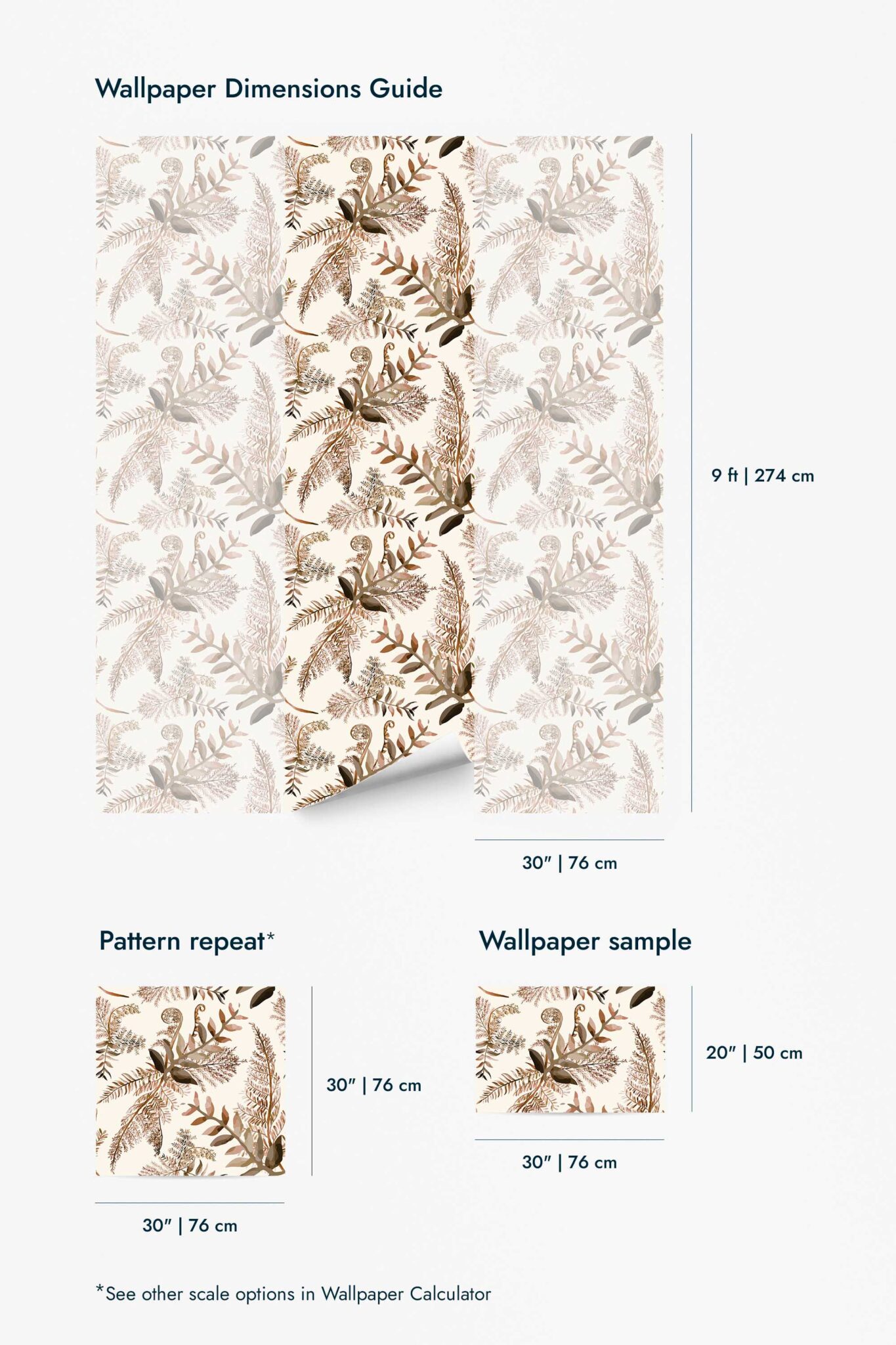 Modern fern Peel and Stick Wallpaper or Non-Pasted