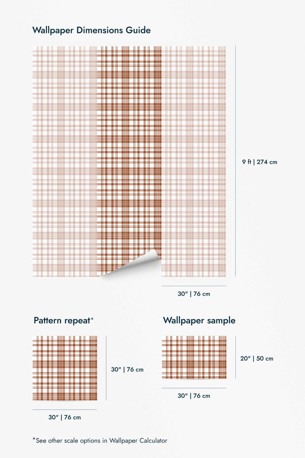 Brown farmhouse plaid Peel and Stick Wallpaper or Non-Pasted