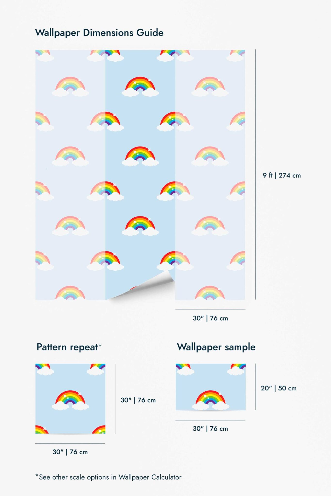 Classic rainbow Peel and Stick Wallpaper or Non-Pasted
