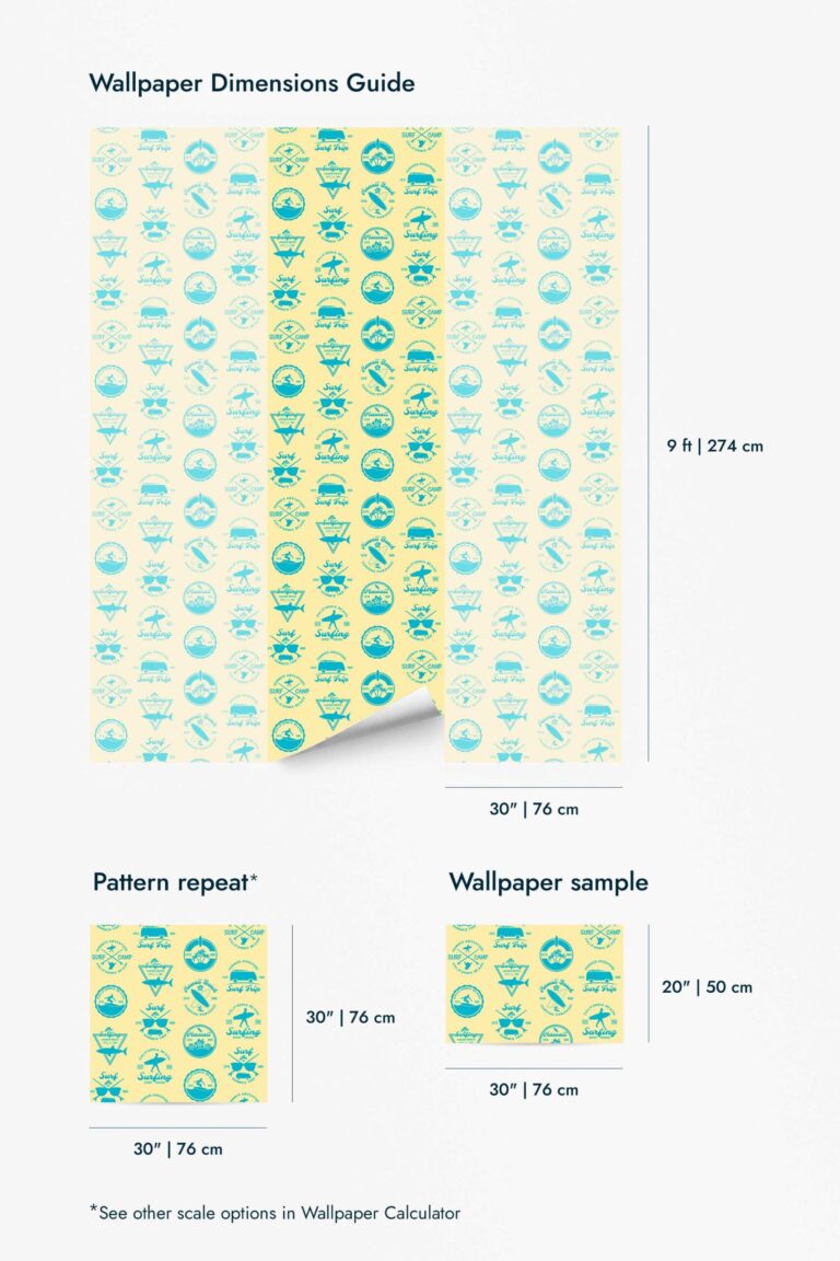 Surf pattern Peel and Stick Wallpaper or Non-Pasted