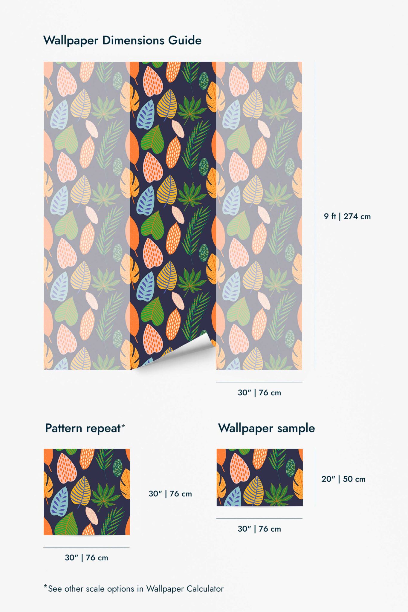 Bold Colorful Autumn Leaves Peel and Stick Wallpaper or Non-Pasted
