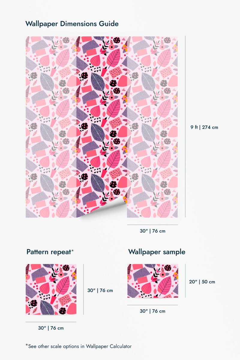 Pink Bold Abstract Peel and Stick Wallpaper or Non-Pasted
