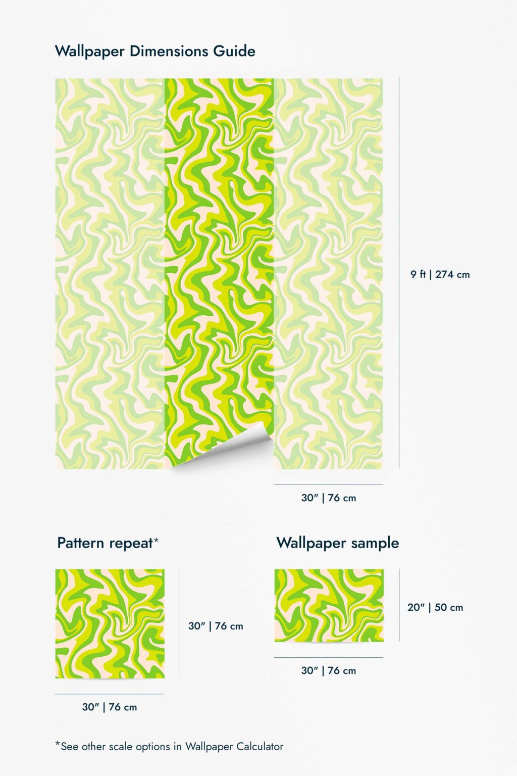 Green Groove Classic Peel and Stick Wallpaper or Non-Pasted