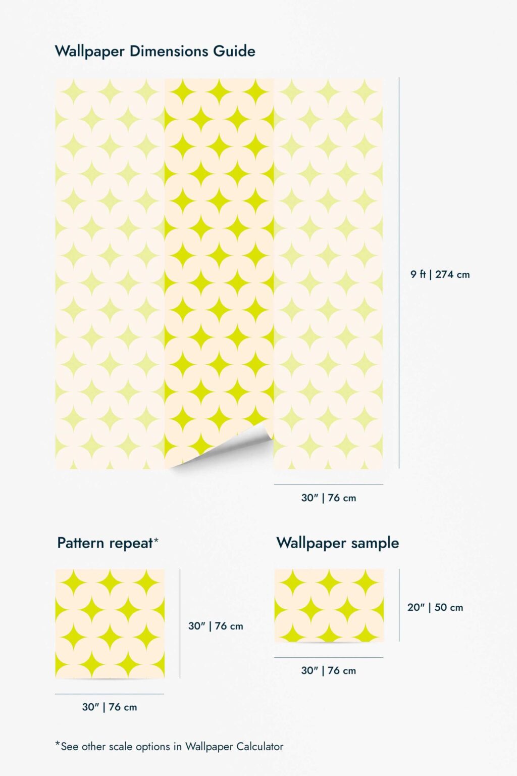 Chartreuse Star Harmony Peel and Stick Wallpaper or Non-Pasted