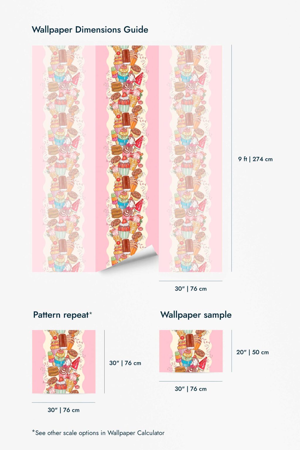 Playful Pink Sweets Vibes Peel and Stick Wallpaper or Non-Pasted